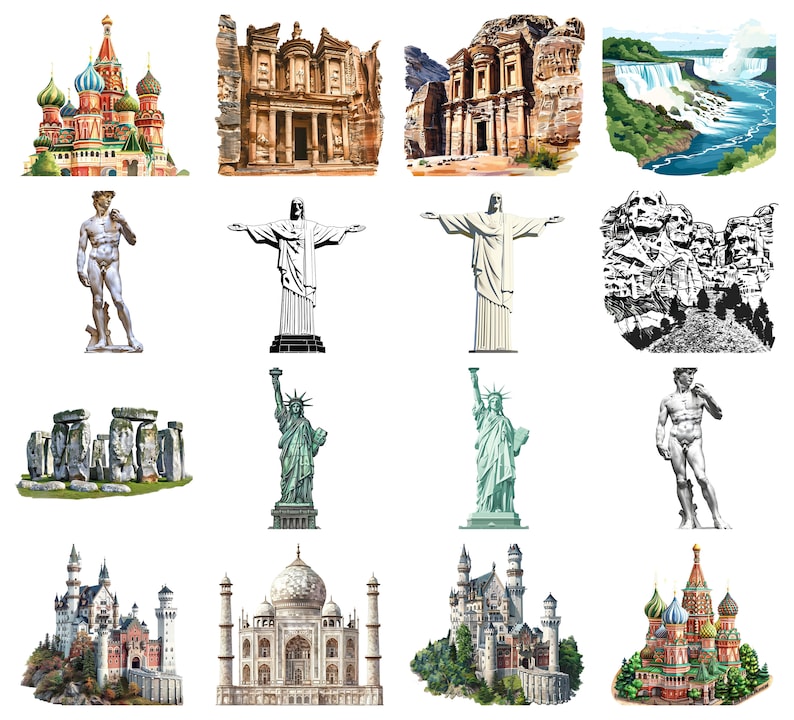 Famous Landmarks Clipart, PNG Individual Images on Transparent ...