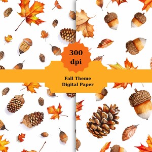 Fall Theme Digital Paper, Digital Paper Pack, Printable Scrapbook ...