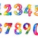 Rainbow Watercolor Numbers Clipart - Vibrant Splashy Numerals PNG ...