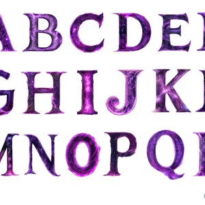 Magical Purple Letters Alphabet Clipart, Instant Download for ...