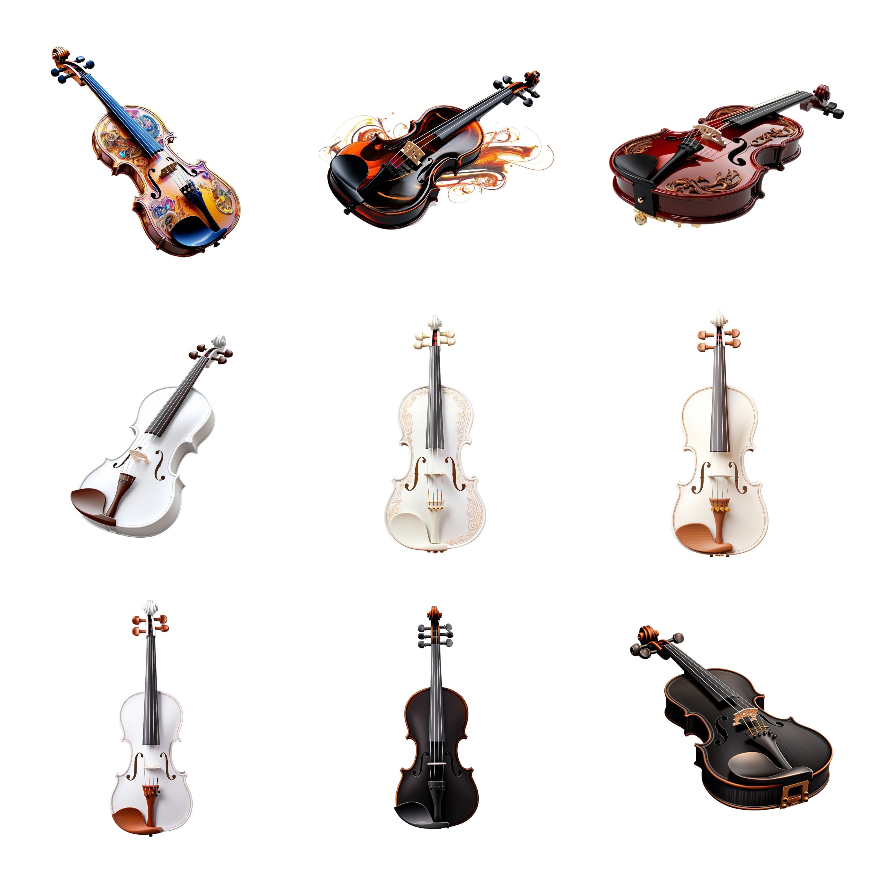 Violins Clipart, PNG Digital Files on Transparent Background ...