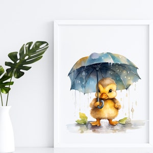 17 Baby Ducks in Rain Watercolor Clipart, Cute Ducklings, PNG Digital ...