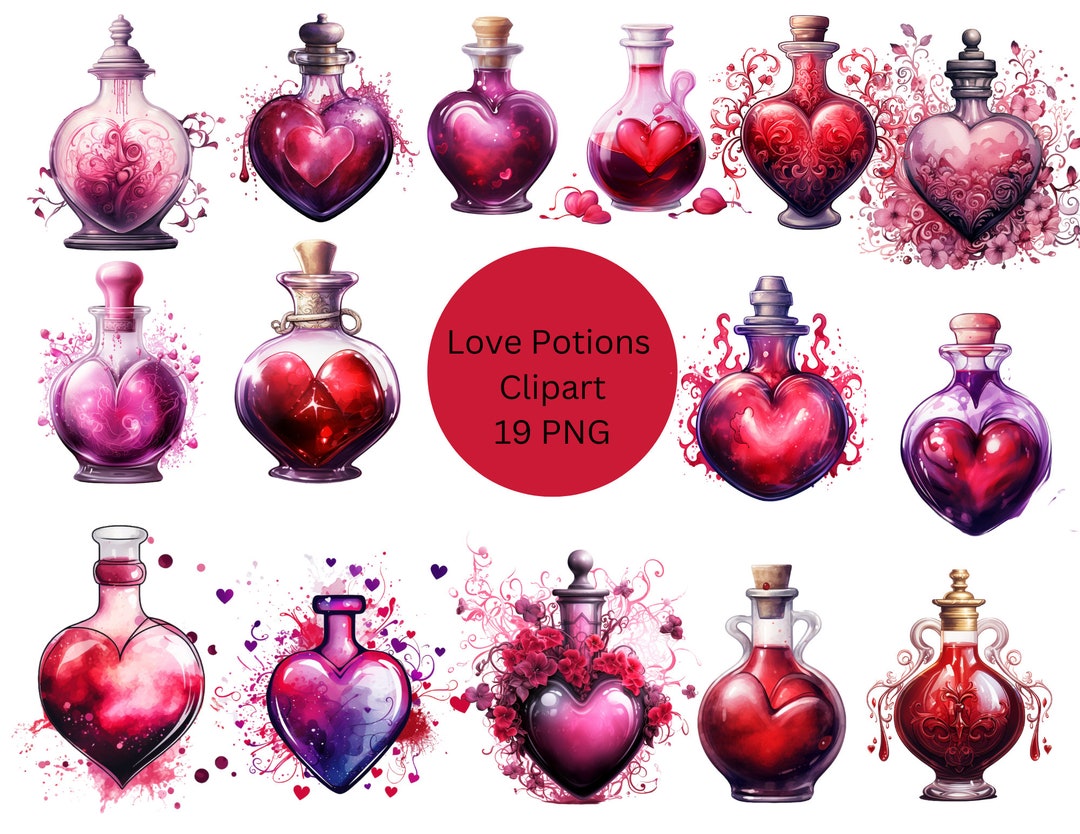 Love Potions Clipart, PNG Digital Files on a Transparent Background ...