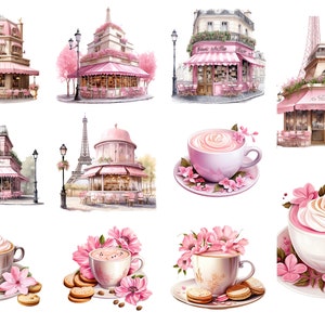 43 Watercolor Cafe in Paris Clipart, Paris, Cafe, PNG Individual Images ...