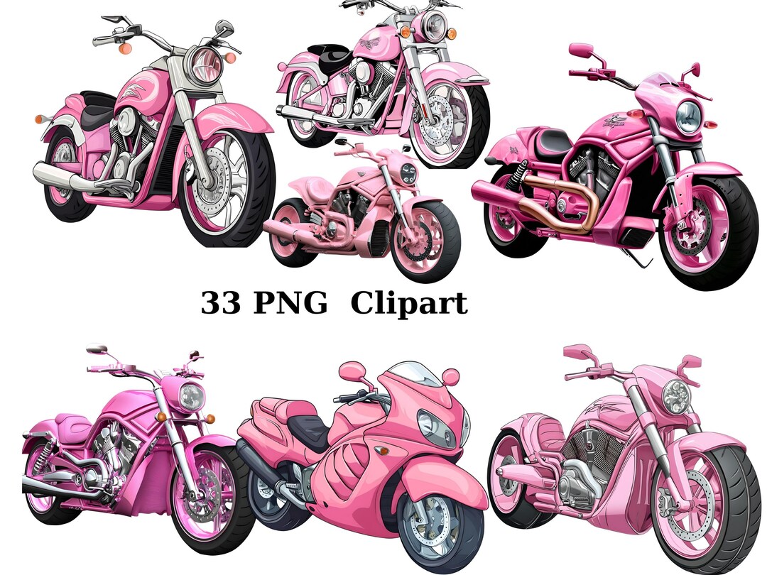 33 Pink Motorcycles Clipart, PNG Individual Images on Transparent ...