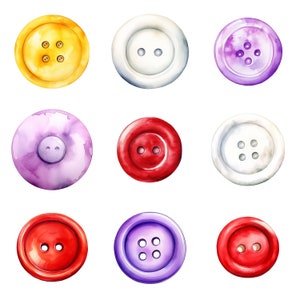 Watercolor Buttons Clipart, PNG Digital Files on Transparent Background ...