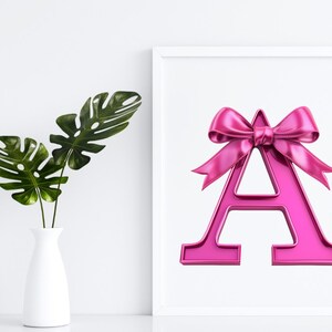 Pink Bow Alphabet, Bow Letter Instant Download for Commercial Use, High ...