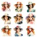 Watercolor Women With Hats Clipart, Stylish Women, PNG Digital Files on ...