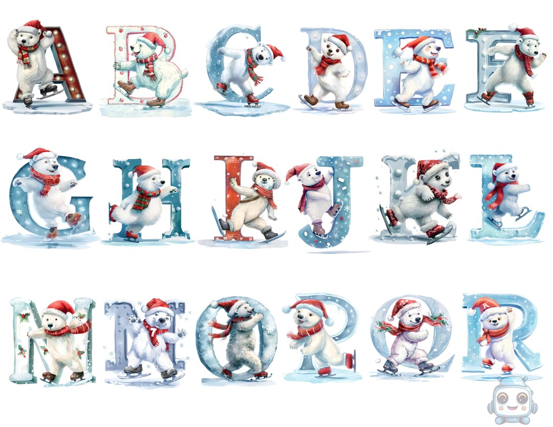 Winter Wonderland Alphabet Adorable Polar Bear Letters for Festive ...