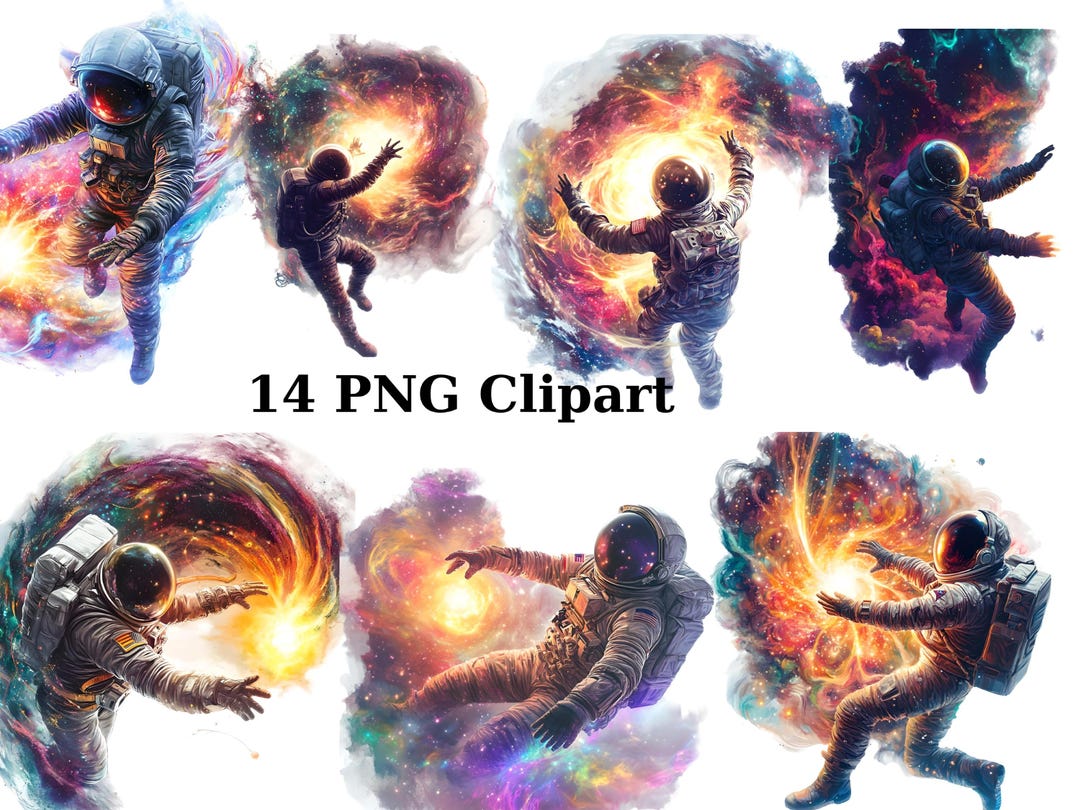 14 Astronauts With Stars Clipart, Space Clipart, PNG Individual Images ...