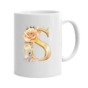 Floral Gold Alphabet Watercolor , Transparent Background, High Quality ...