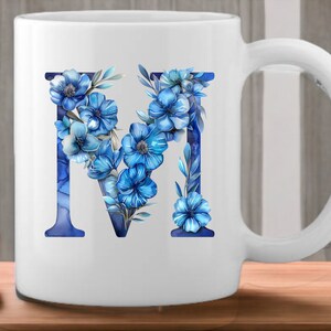 Watercolor Floral Blue Alphabet Clipart , Floral Alphabet, Transparent ...