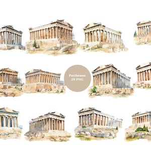 29 Parthenon Watercolor Clipart, Landmarks Clipart, PNG Individual ...