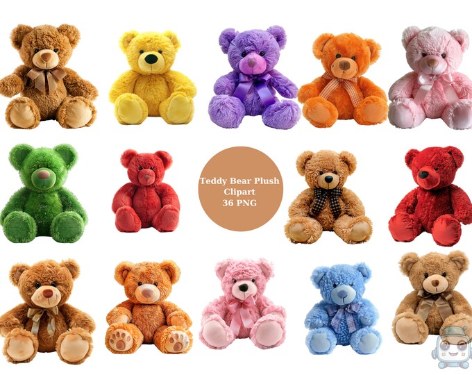 Teddy Bear Clip Art Set, PNG, SVG, VECTOR, Kid's Toy Clipart, Child's ...