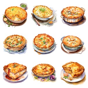 Watercolor Pies Clipart, PNG Individual Images on Transparent ...