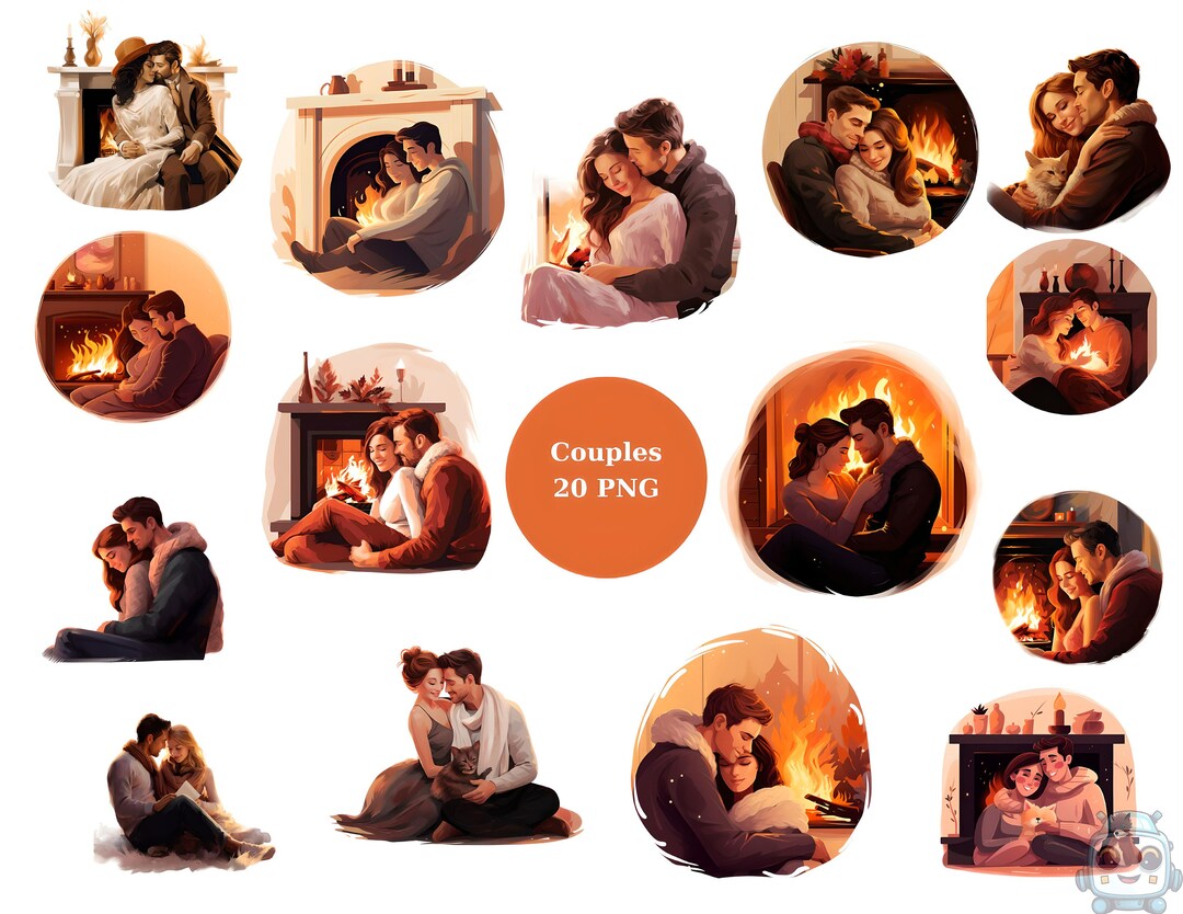 20 Couples Clipart, Lovers Clipart, PNG Individual Images on ...
