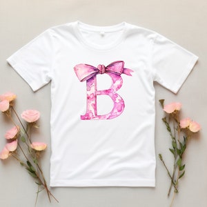 Watercolor Pink Bow Alphabet, Bow Letter Instant Download for ...
