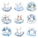 27 Bunnies on Cloud Watercolor Clipart, Bunny Clipart, Kids Clipart ...