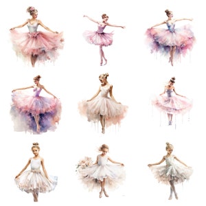 Watercolor Ballerinas Clipart, PNG Digital Files on a Transparent ...