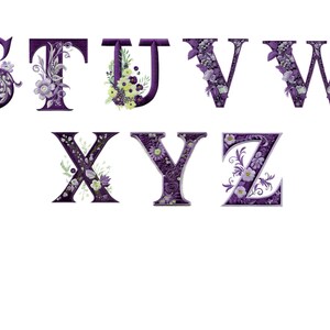 Embroidered Purple Floral Alphabet, Letters Png, Alphabet Png, Instant ...