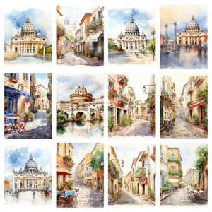 Watercolor Rome Clipart Bundle, 43 PNG Images, White Background, High ...
