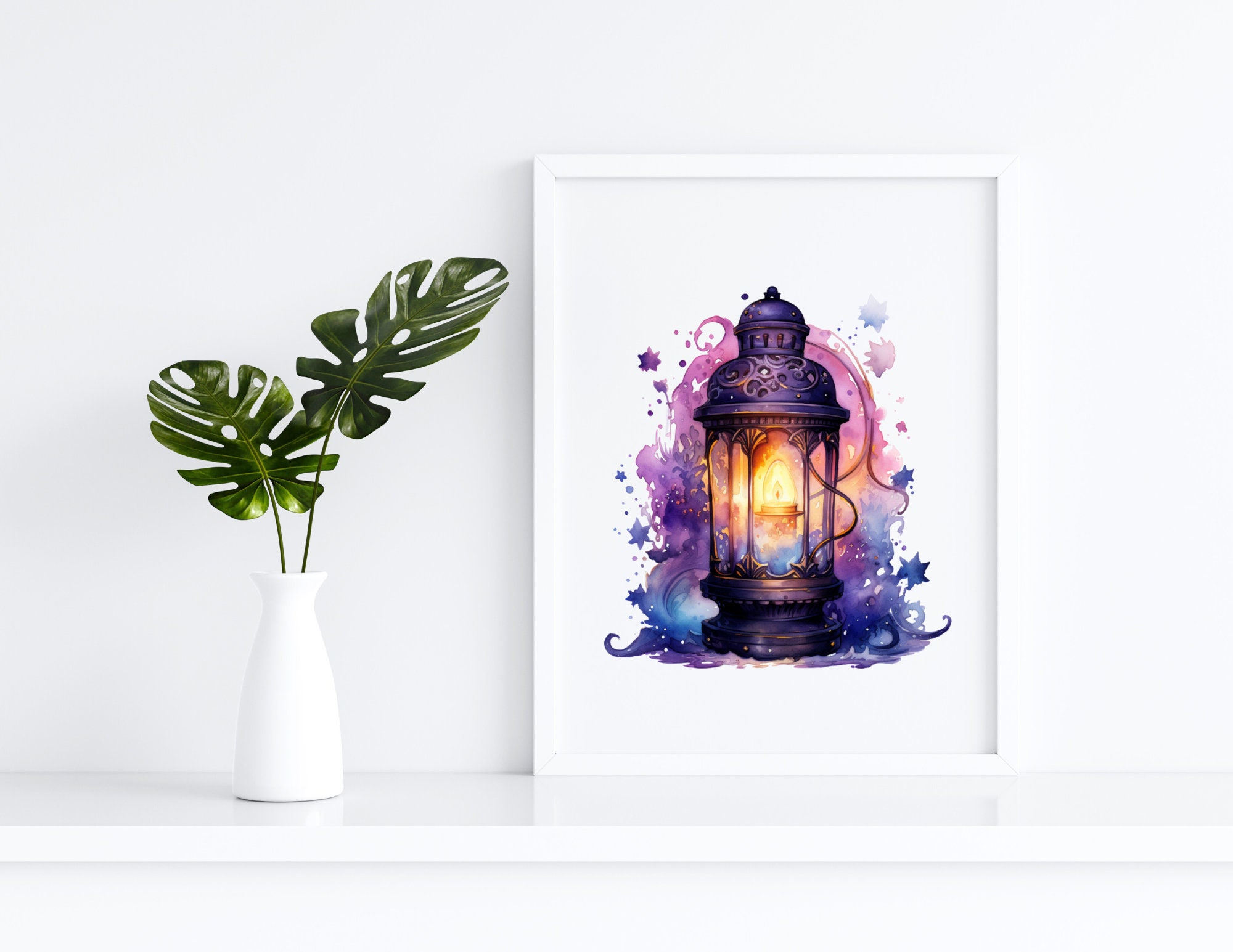 Watercolor Fantasy Lanterns Clipart PNG Digital Files on a - Etsy