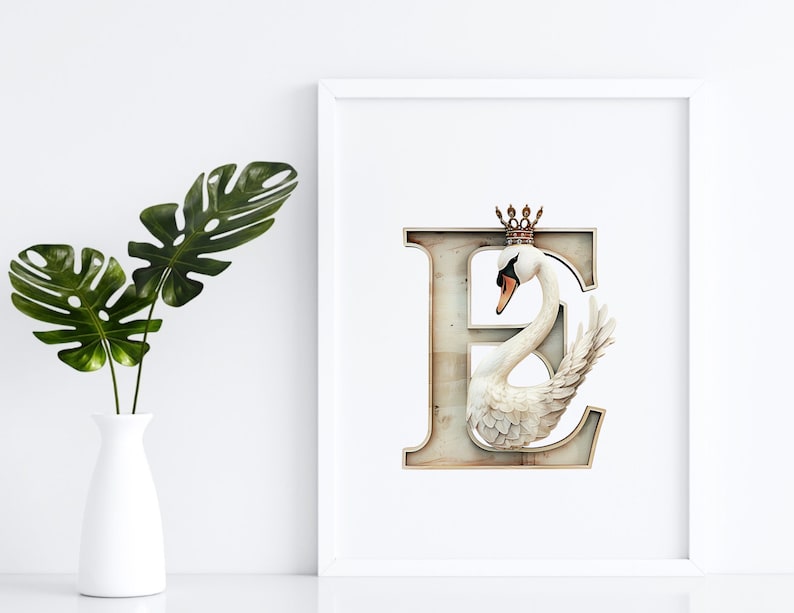 Watercolor Swan Alphabet, Swan Letters Png, Transparent Background ...
