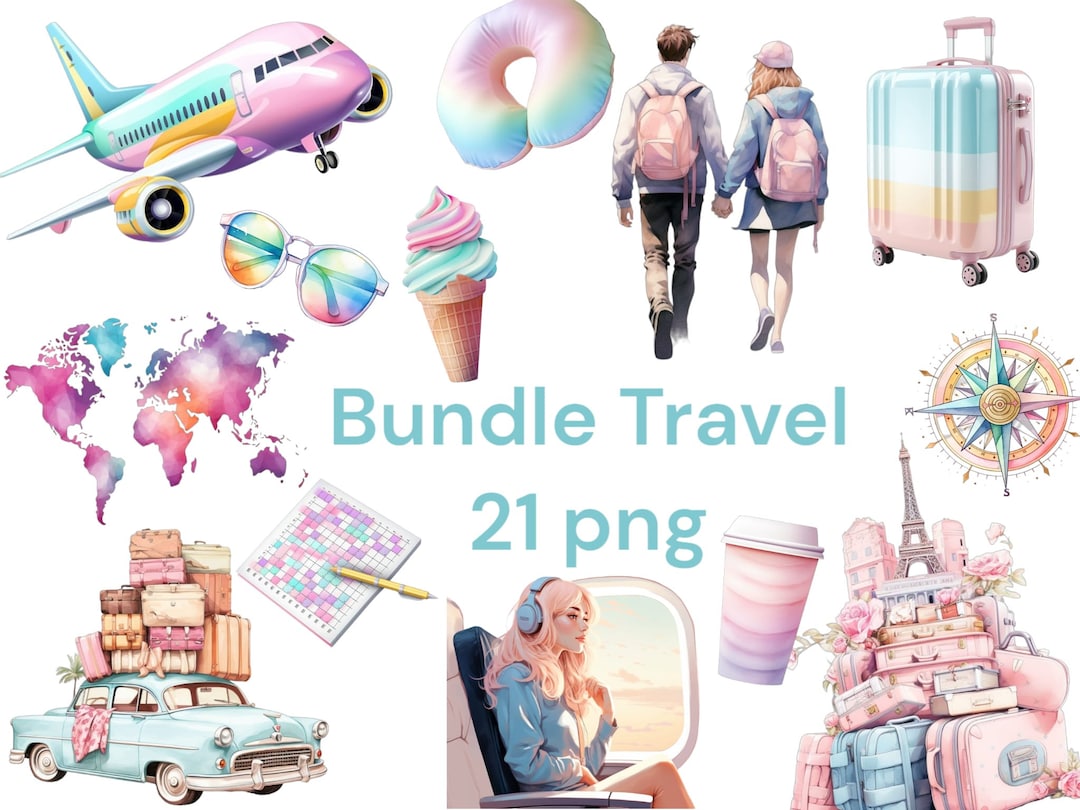 Bundle Travel Clipart, Transparent Background, High Quality, Clipart ...