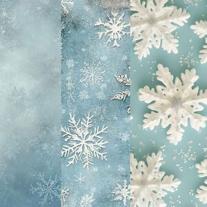 Snowflake Digital Paper, 18 Frosty Blue Winter Backgrounds, Vintage Ice ...