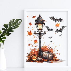 Halloween Street Lamp Watercolor Clipart, Halloween Clipart, PNG ...