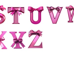 Pink Bow Alphabet, Bow Letter Instant Download for Commercial Use, High ...