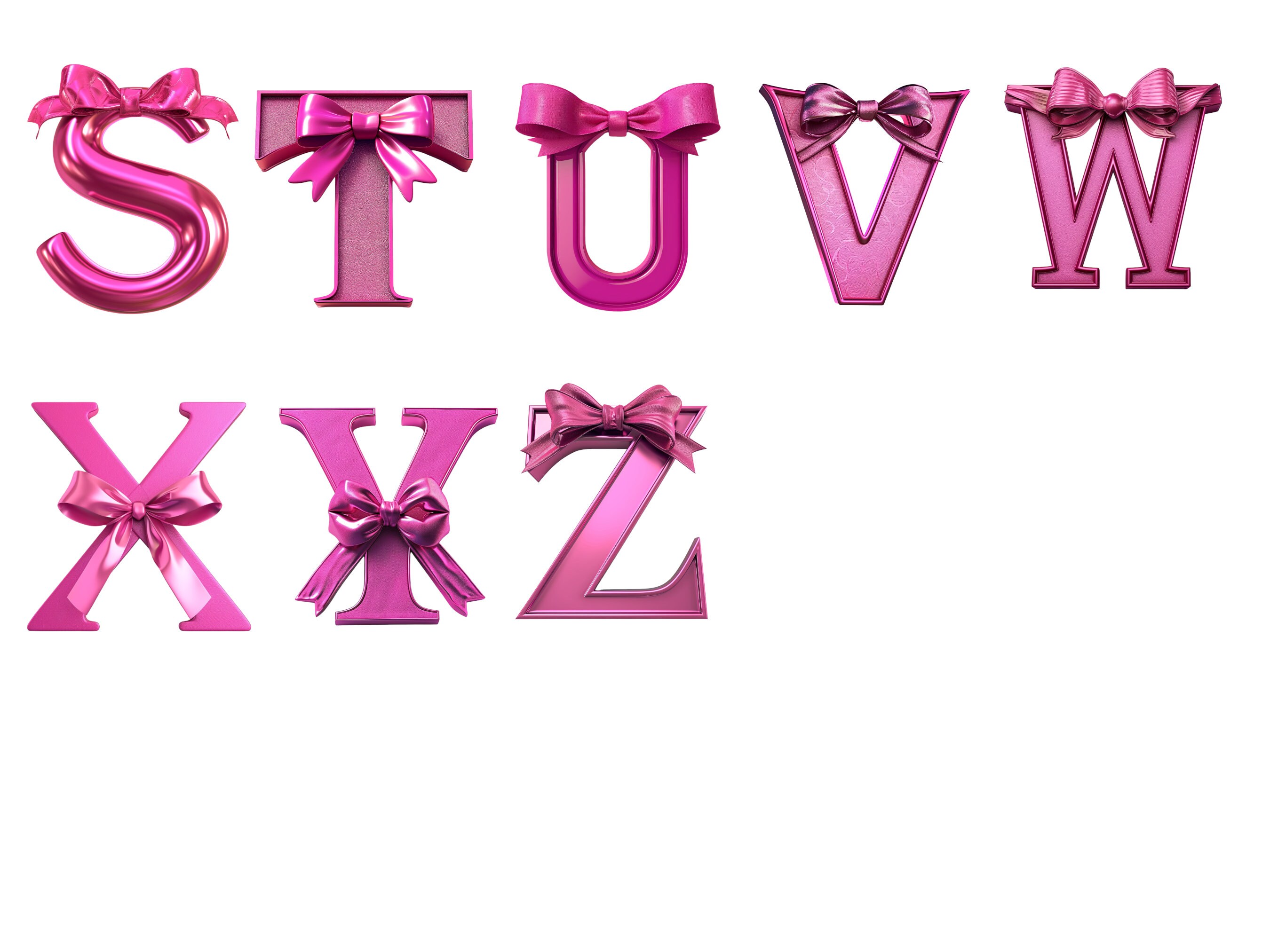 Pink Bow Alphabet, Bow Letter Instant Download for Commercial Use, High ...