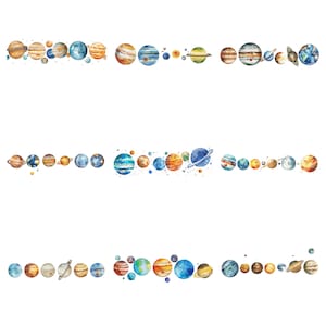 49 Planets Borders Watercolor Clipart, Border Clipart, PNG Individual ...