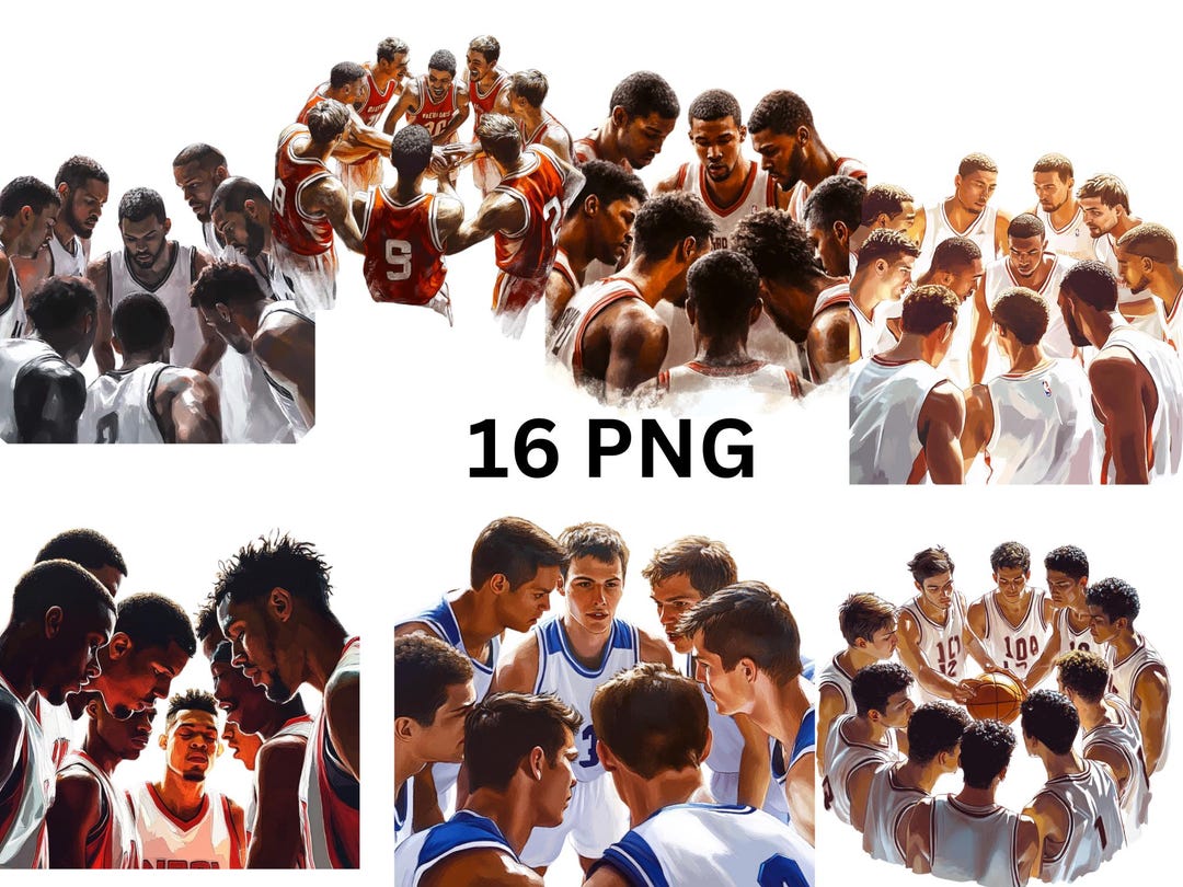 Basketball Team Huddle Clipart | 16 PNG Sports Team Meeting Digital ...