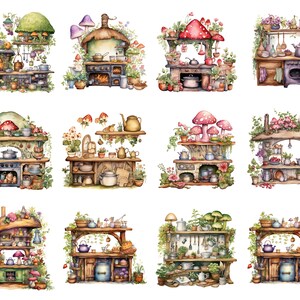 Watercolor Fairy Kitchen Clipart, PNG Digital Files on Transparent ...