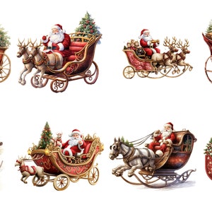 Clipart Santa's Sleigh , Christmas Png, Instant Download for Commercial ...