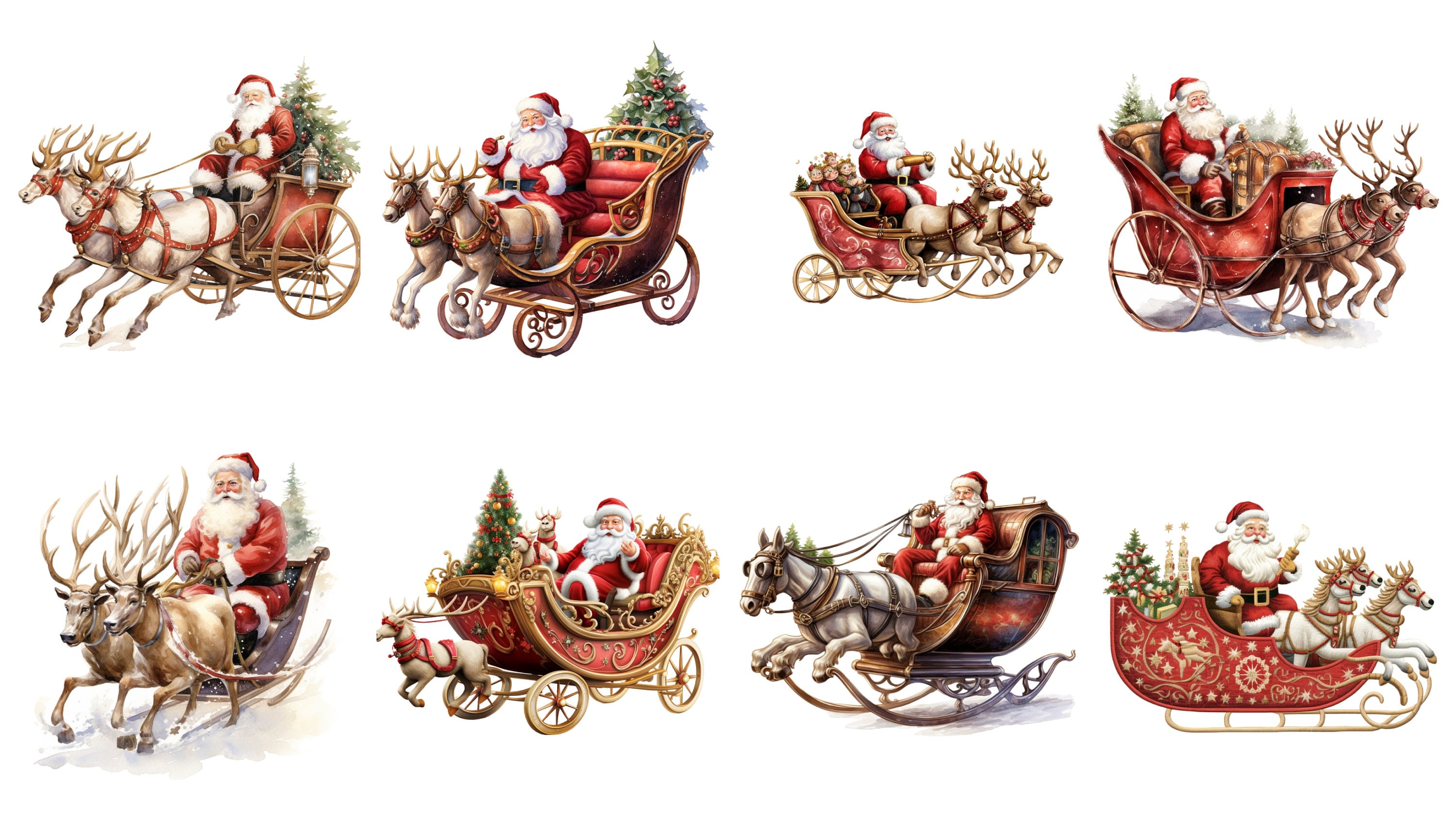 Clipart Santa's Sleigh , Christmas Png, Instant Download for Commercial ...