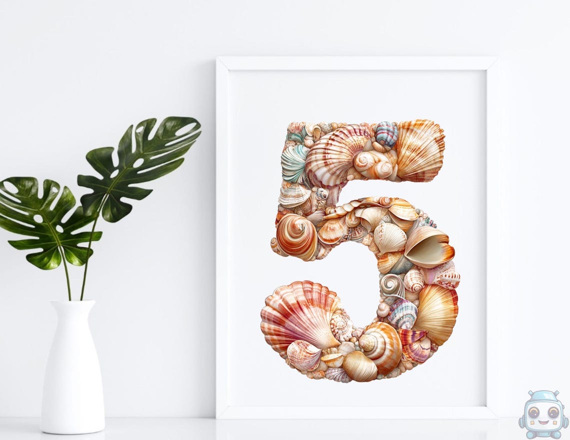 Seashell Numbers Watercolor Clipart, Beach Clipart, PNG Individual ...