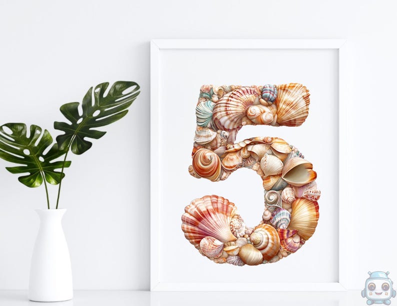 Seashell Numbers Watercolor Clipart, Beach Clipart, PNG Individual ...