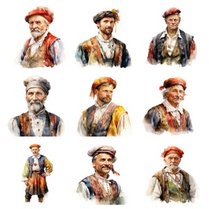 Watercolor German Men Clipart, PNG Digital Files on Transparent ...