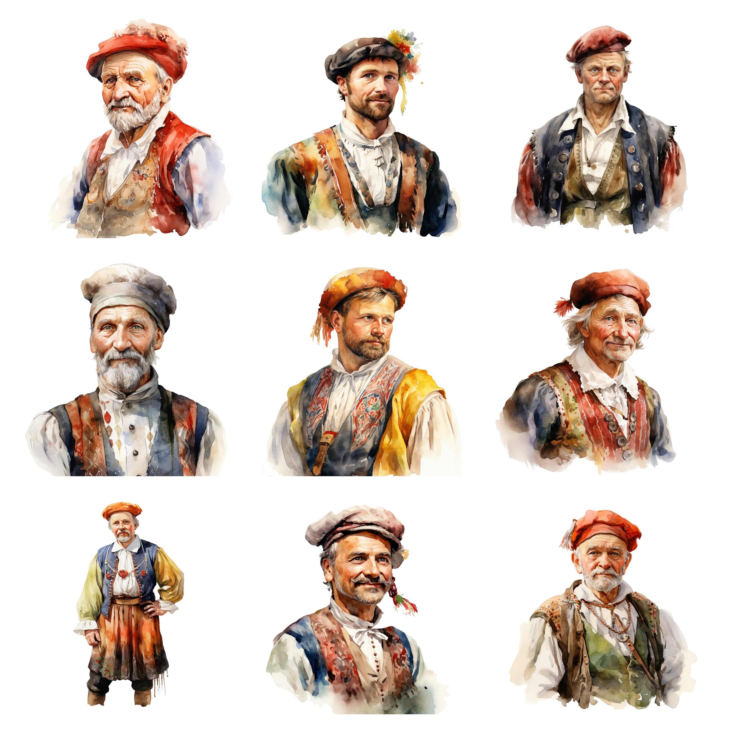 Watercolor German Men Clipart PNG Digital Files on - Etsy