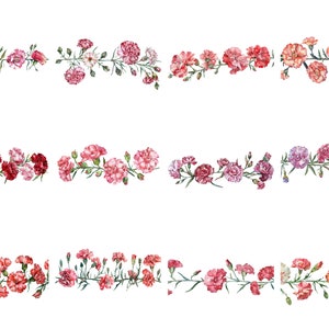 45 Carnation Borders Watercolor Clipart, Floral Clipart, PNG Digital ...