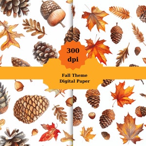 Fall Theme Digital Paper, Digital Paper Pack, Printable Scrapbook ...