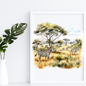 23 African Savannas Watercolor Clipart, Africa Clipart, PNG Individual ...
