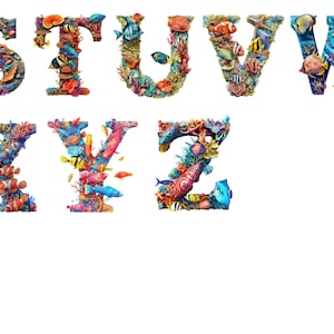 Watercolor Colorful Fish Alphabet Clipart, PNG Individual Images on ...