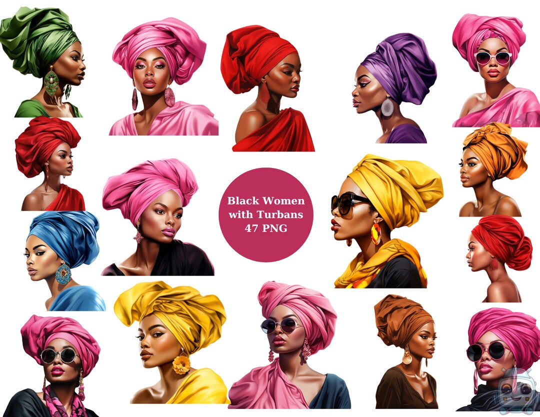 47 Black Women With Turbans Clipart, Women of Color, Fashion Clipart ...