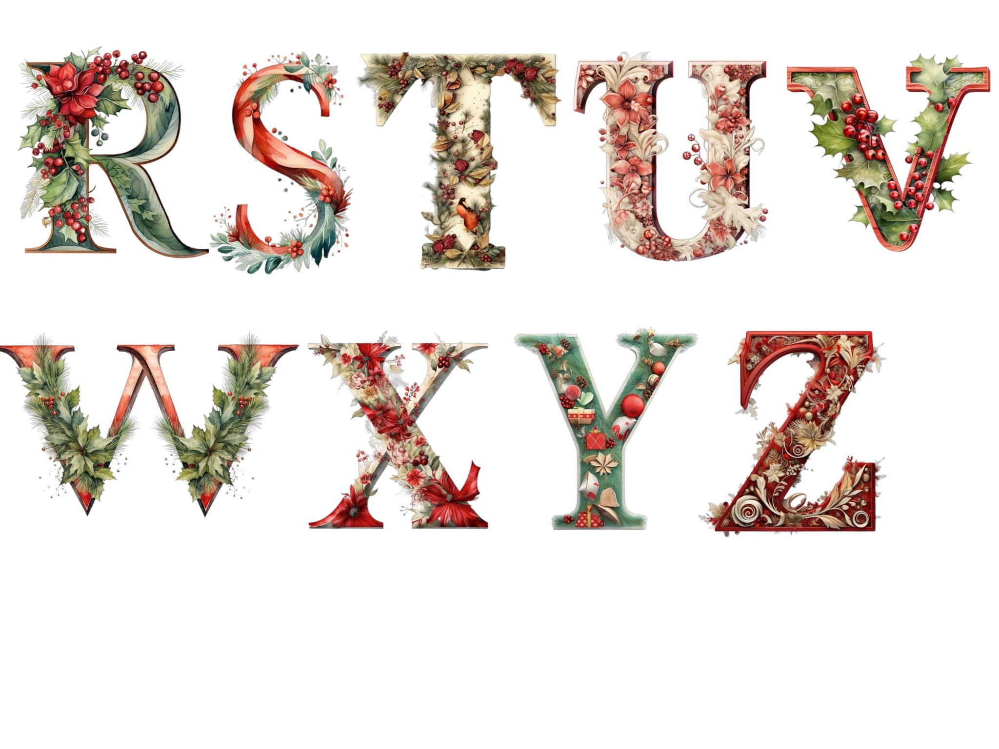 Christmas Alphabet Clipart, Transparent Background, High Quality ...