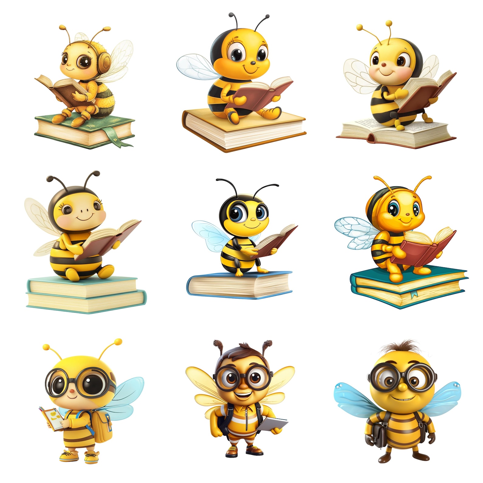 50 Preschool Bees Clipart, School Clipart, Adorable School Bees, PNG ...