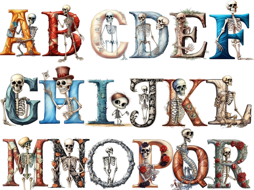 Skeleton Alphabet Clipart, Transparent Background, High Quality ...