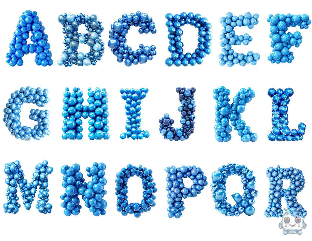 Blue Balloons Alphabet, Letters Png, Alphabet Png, Instant Download for ...